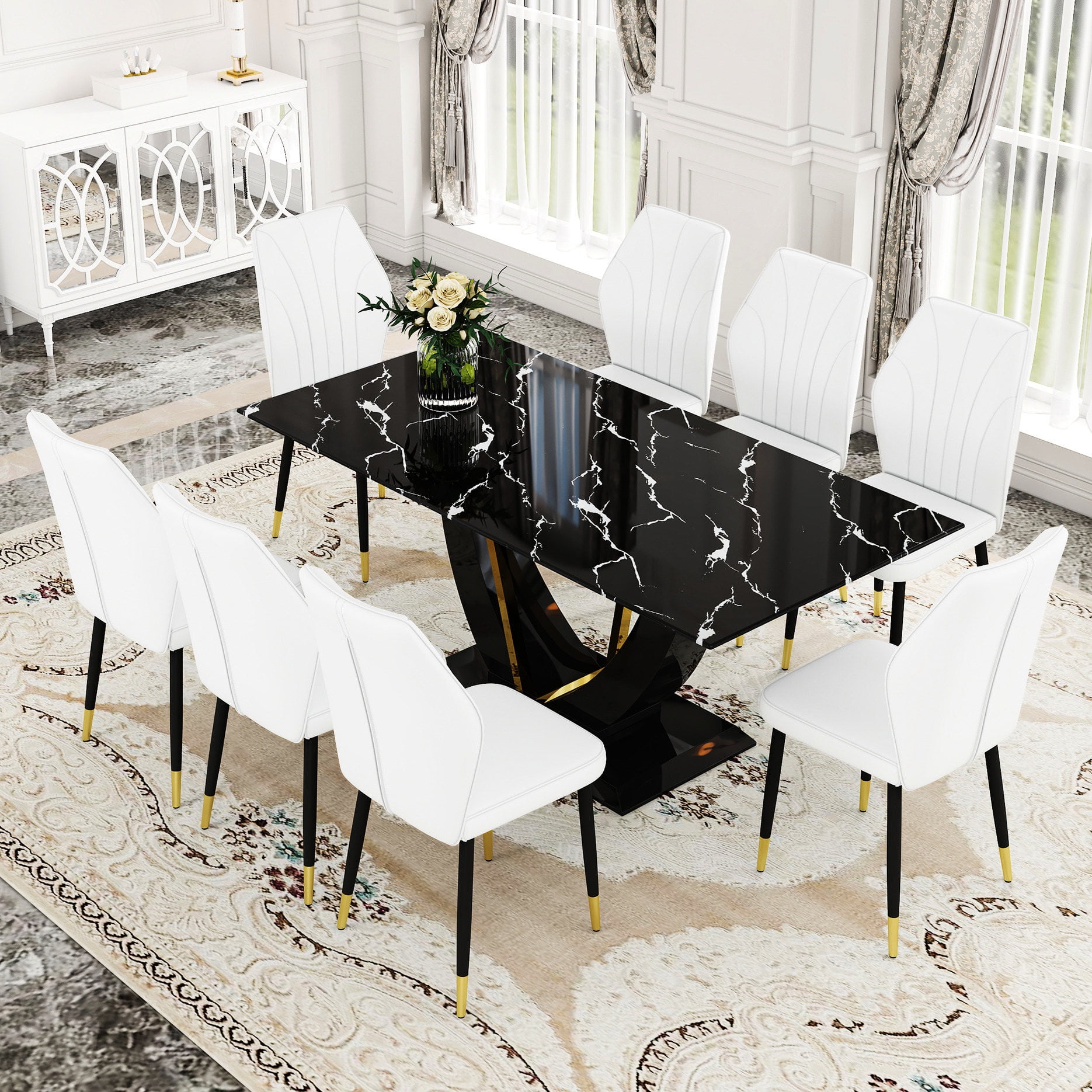Tempered Glass Dining Table with Chairs | Host Festive Gatherings with ...