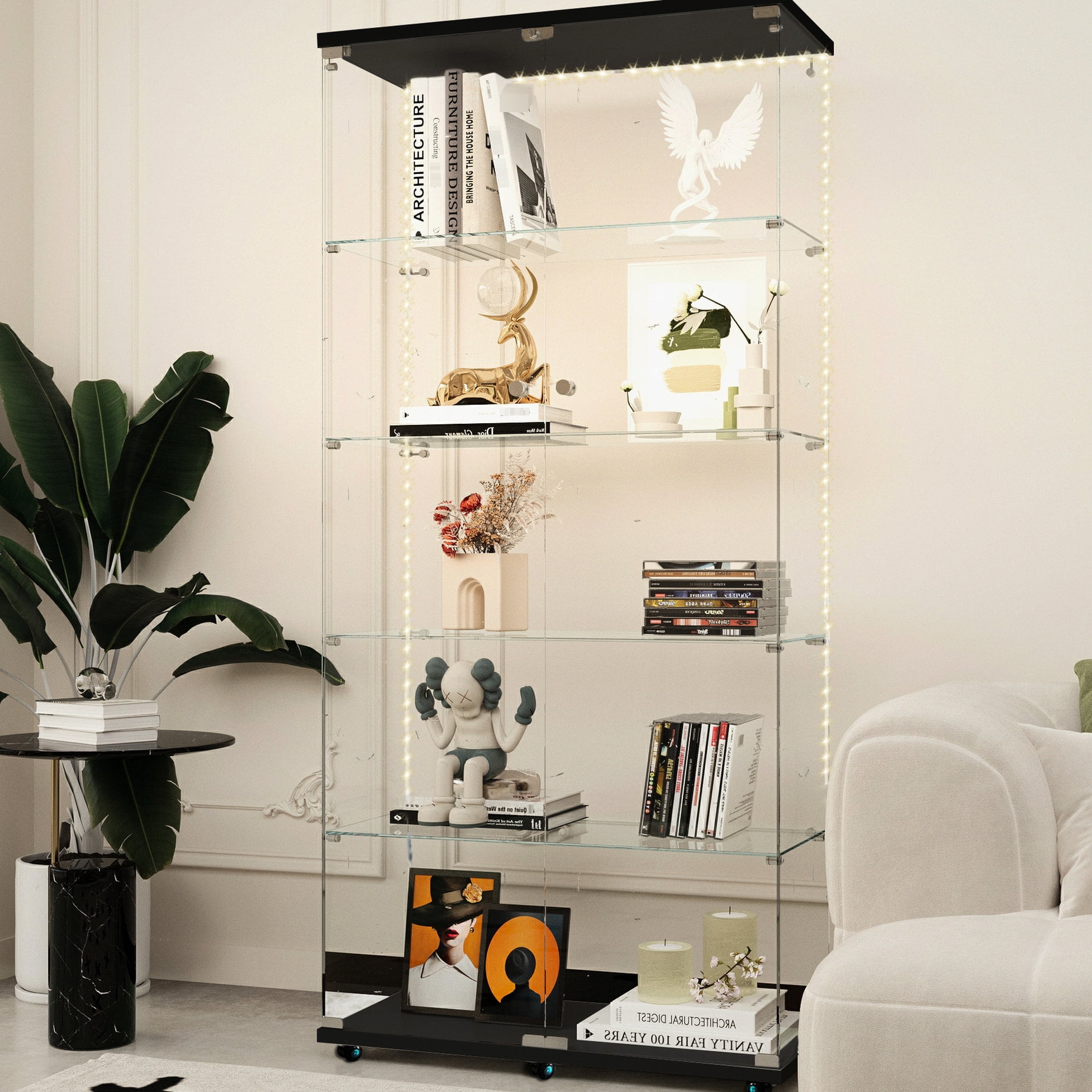 Tempered Glass Display Cabinet | Bluetooth LED Lights for Romantic Feel ...