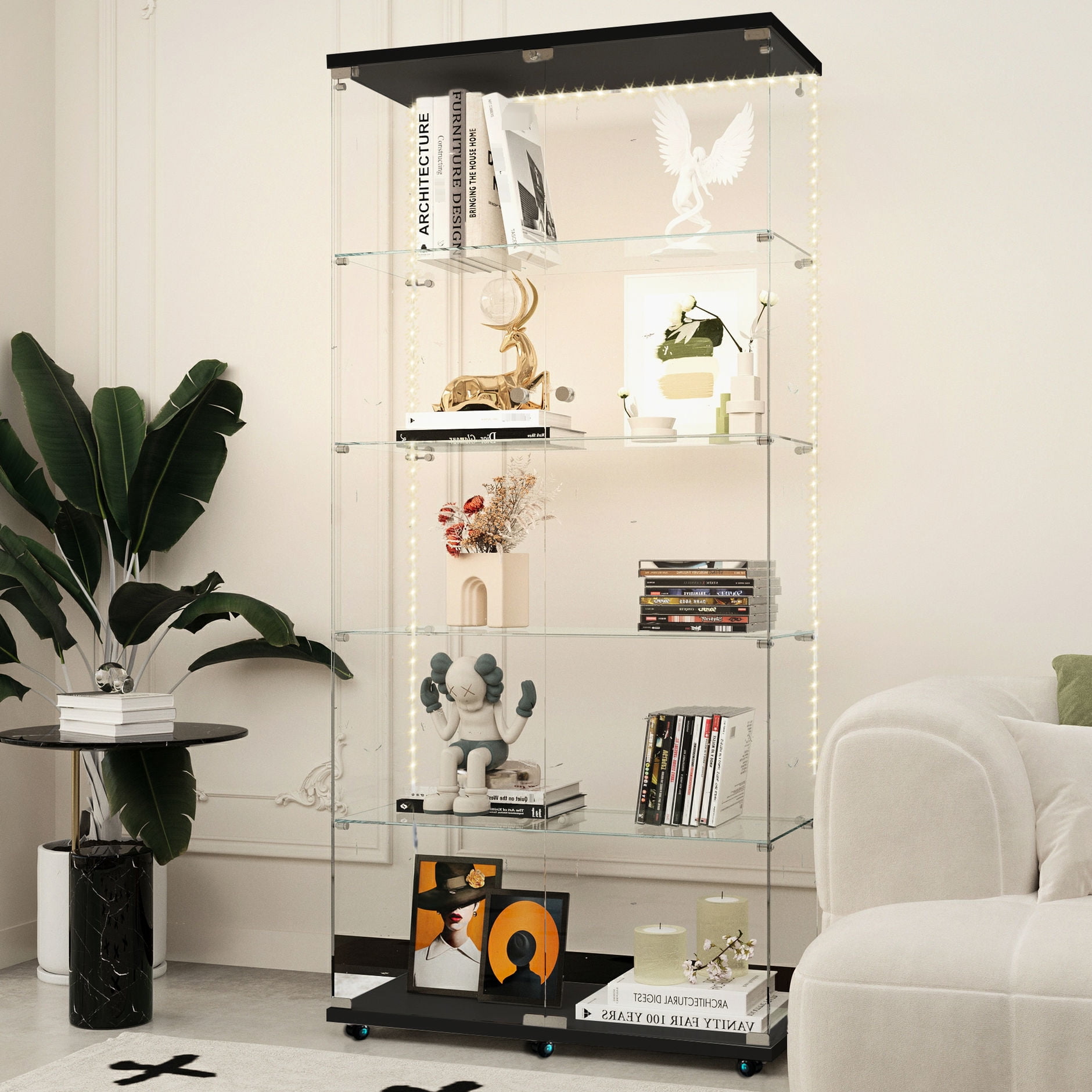 Tempered Glass Display Cabinet+Presence-Sensing Lights"-"Bedroom ...