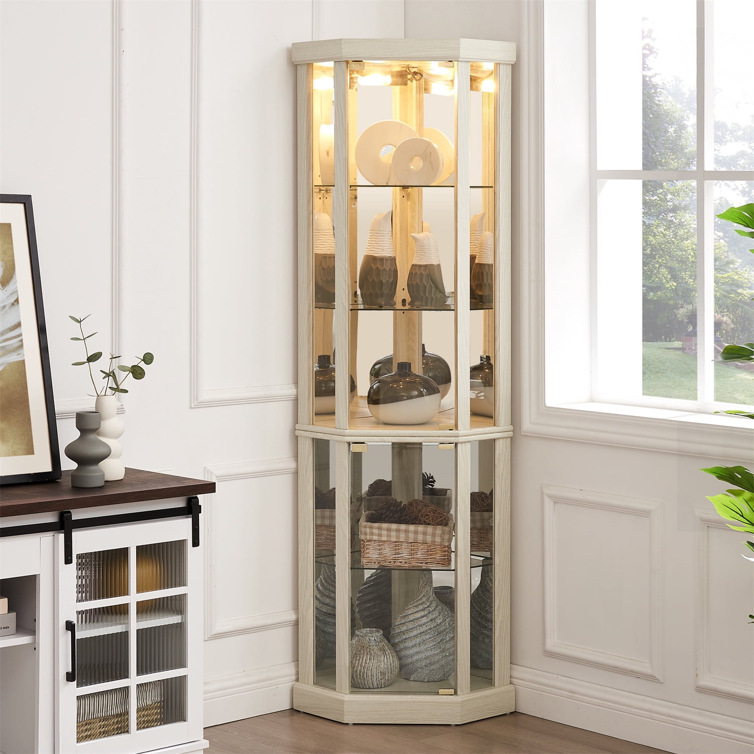 Tempered Glass Display Showcase with Sliding Glass Door and Lock ...