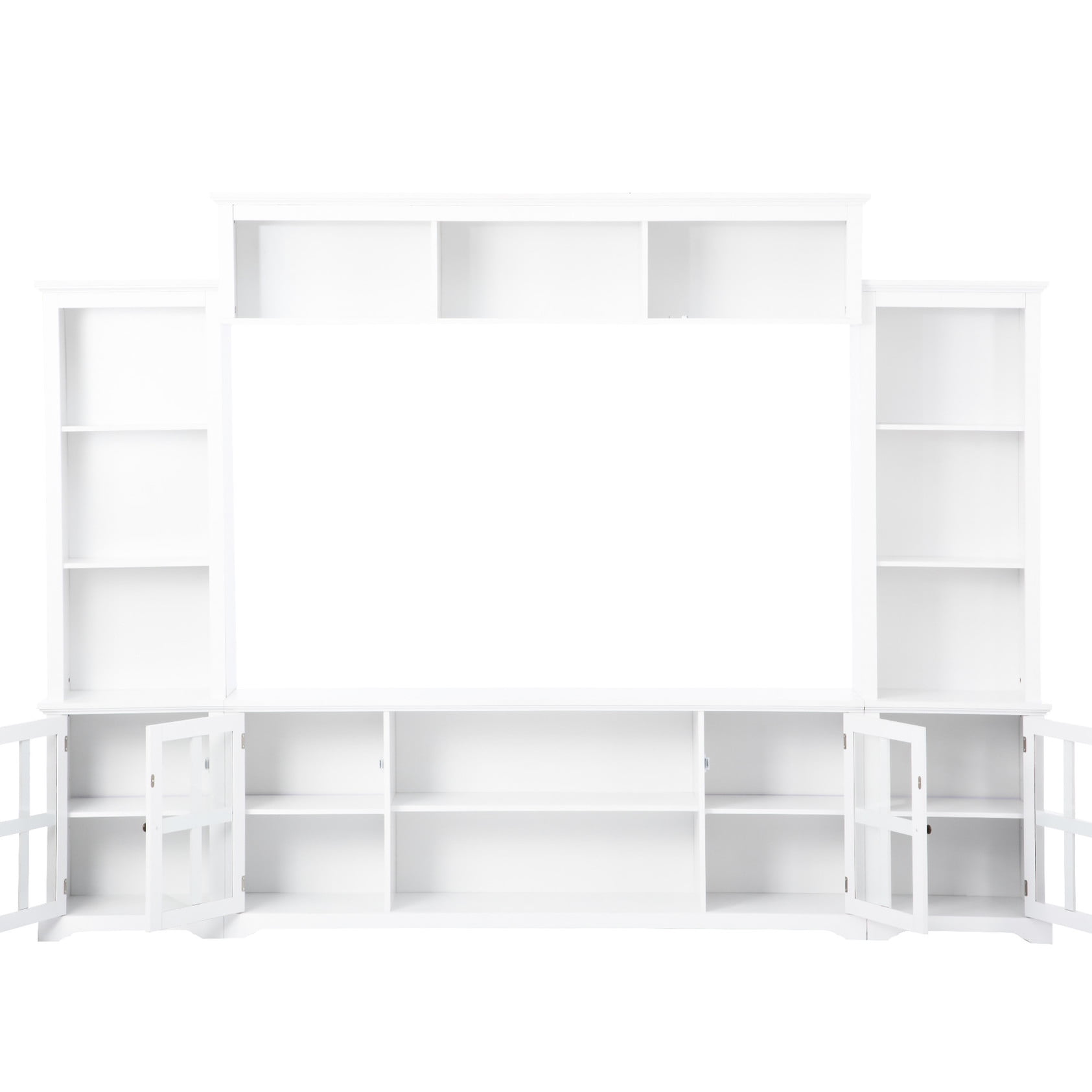 Tempered Glass Door | All-in-One TV Stand for TV, Books, Wine and ...