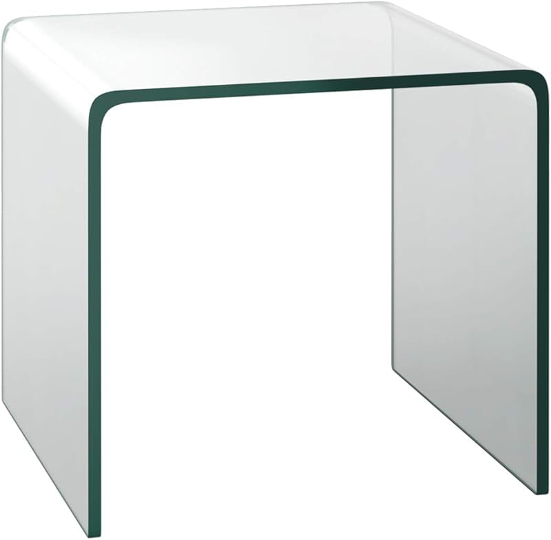 Tempered Glass End Table, Clear Sofa End Tables with Waterfall Edges ...