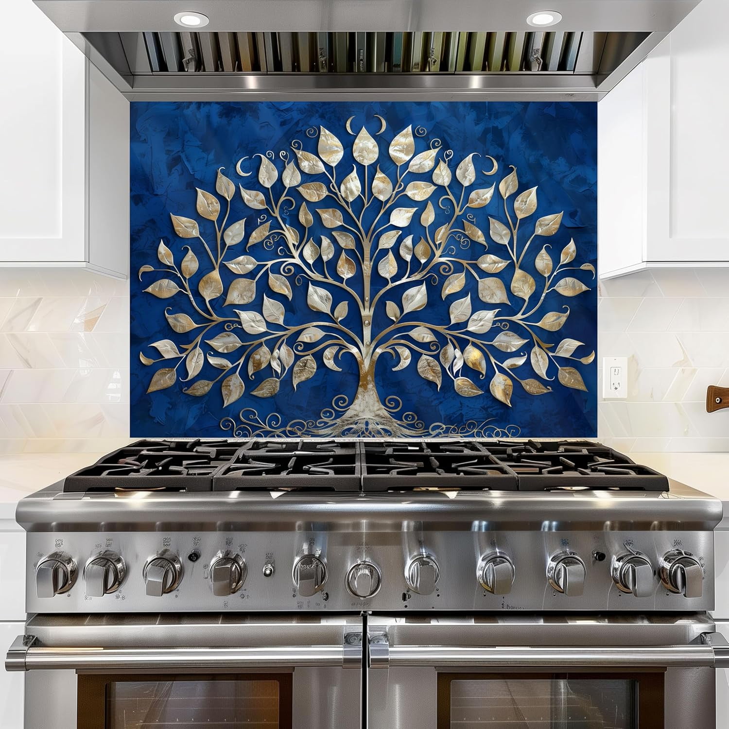 Tempered Glass Kitchen Backsplash, Tree of Life Backsplash for Kitchen ...