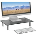 Tempered Glass Monitor Riser Desktop Stand Height Adjustable Table Top ...