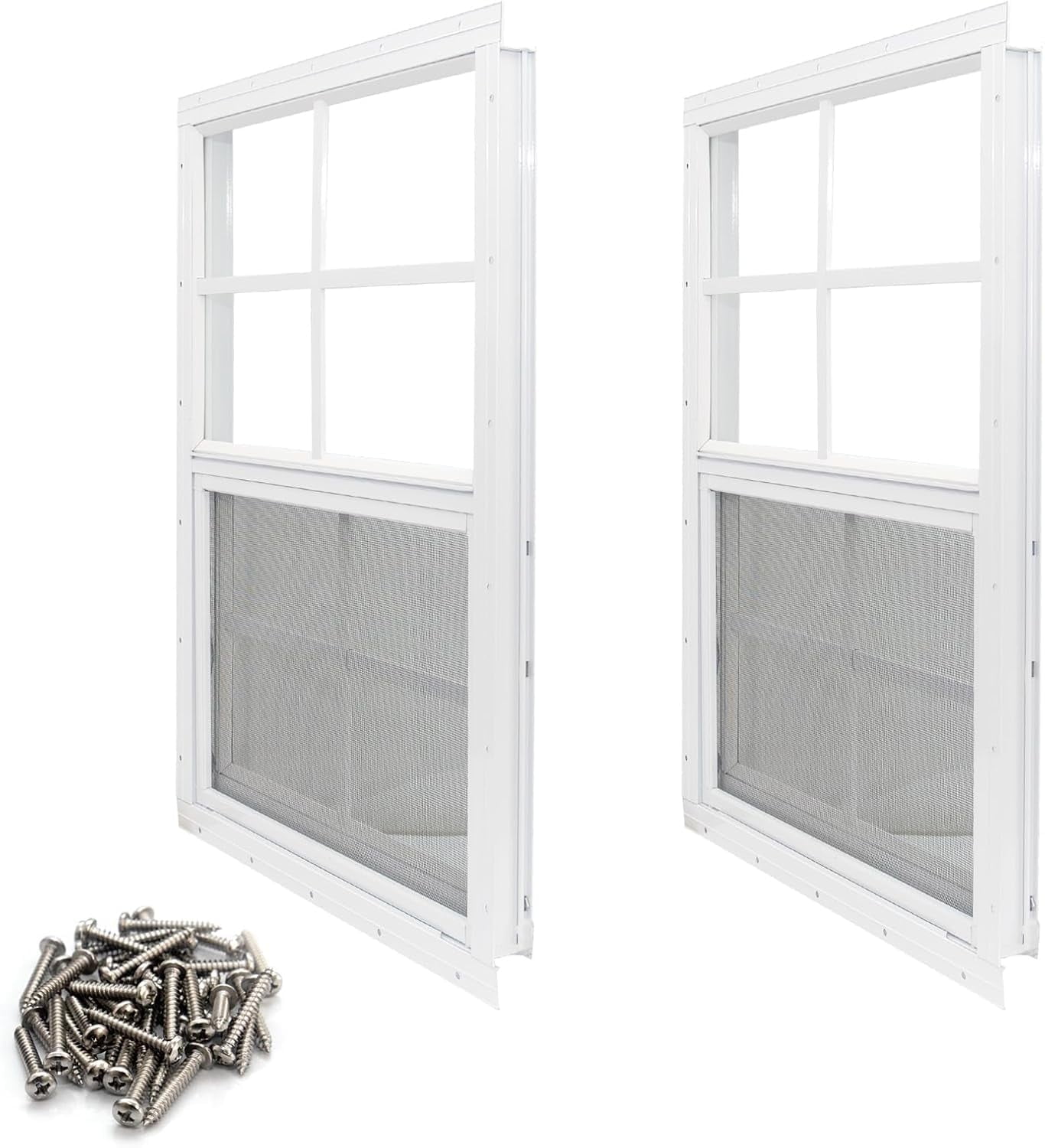 Tempered Glass Shed Window 24x36" - Flush Mount w/ Pre-Attached Screen ...