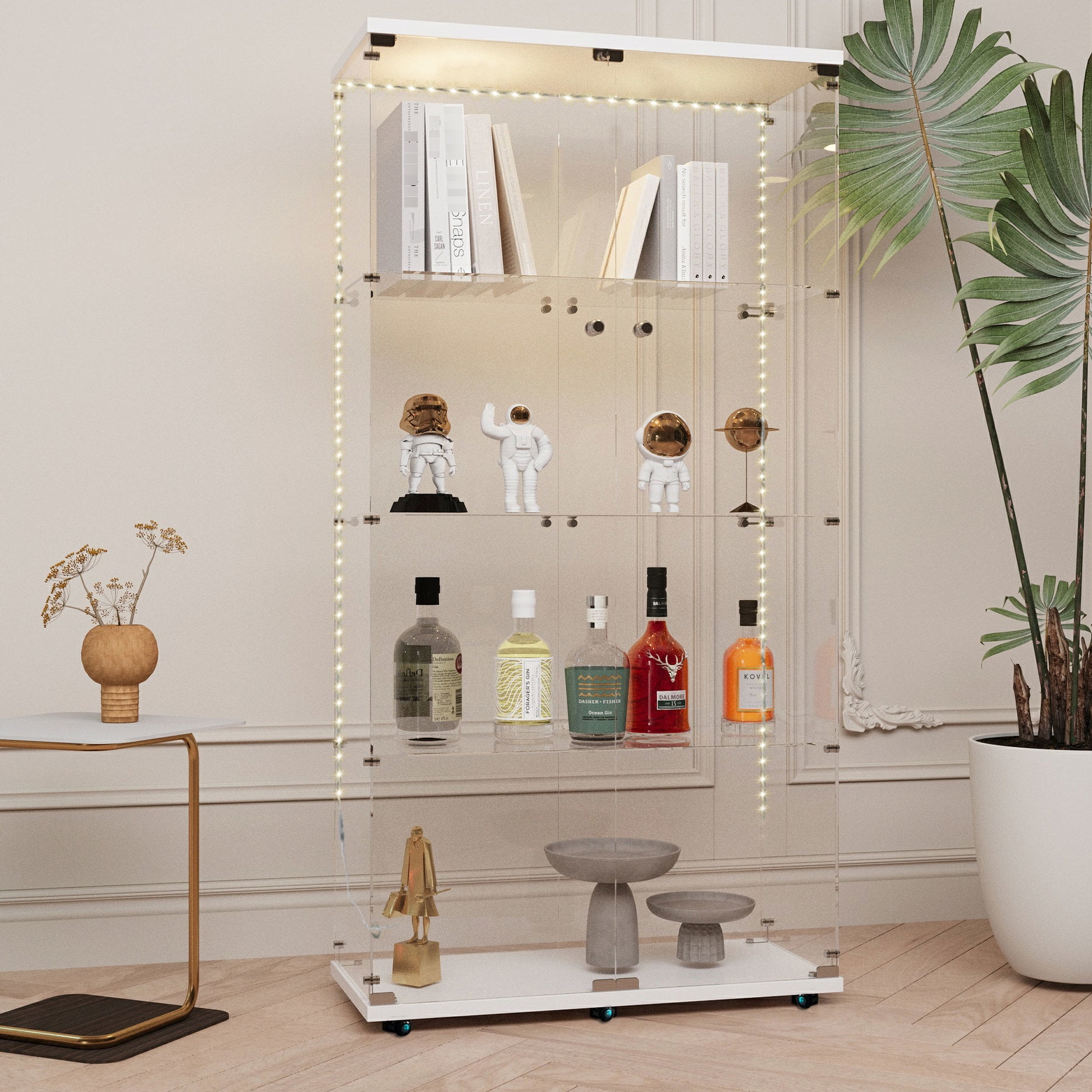 Tempered Glass Storage Cabinet | Bluetooth LED Strip in Primary Spaces ...