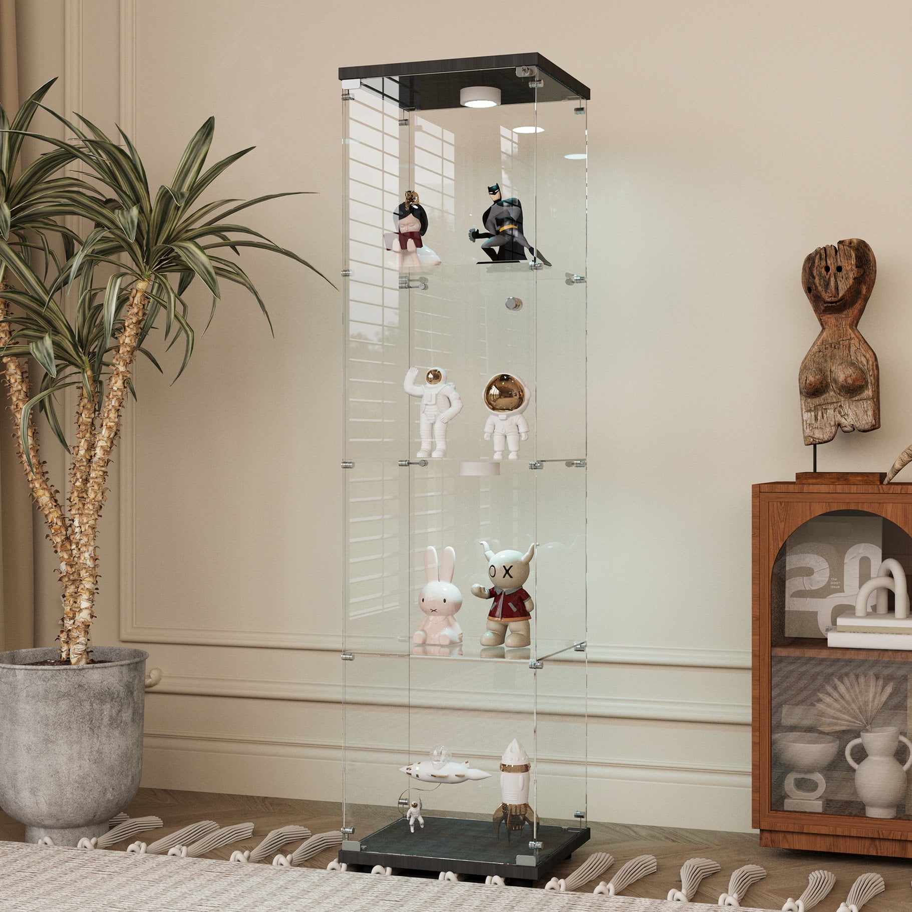 Tempered Glass Storage Cabinet | Built - in Lighting for Home Use ...