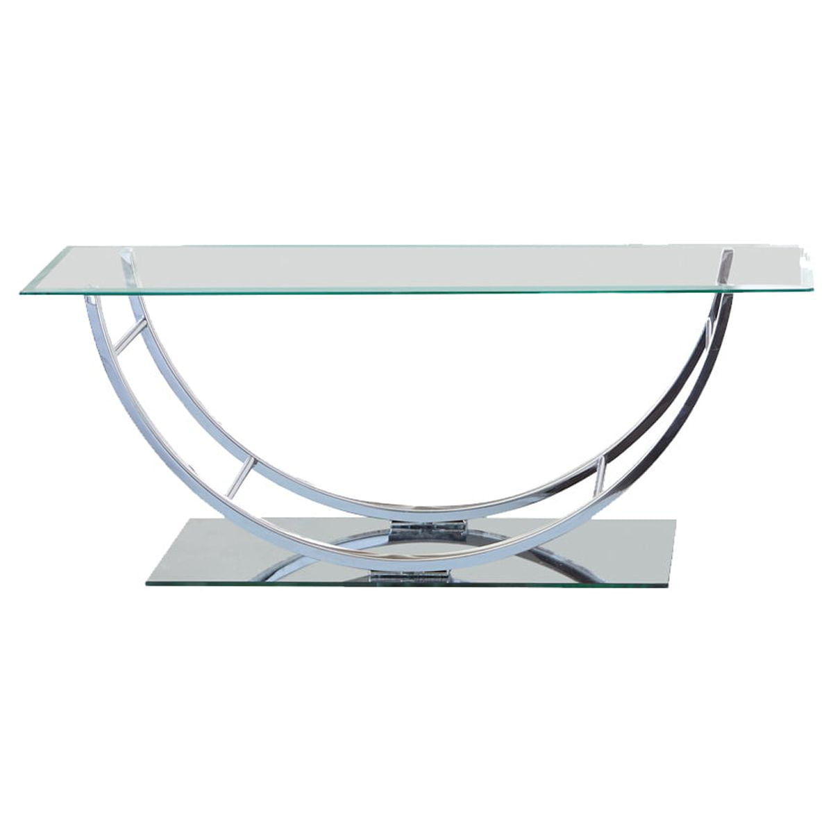 Tempered Glass Top Coffee Table with U Shape Metal Frame Chrome and ...