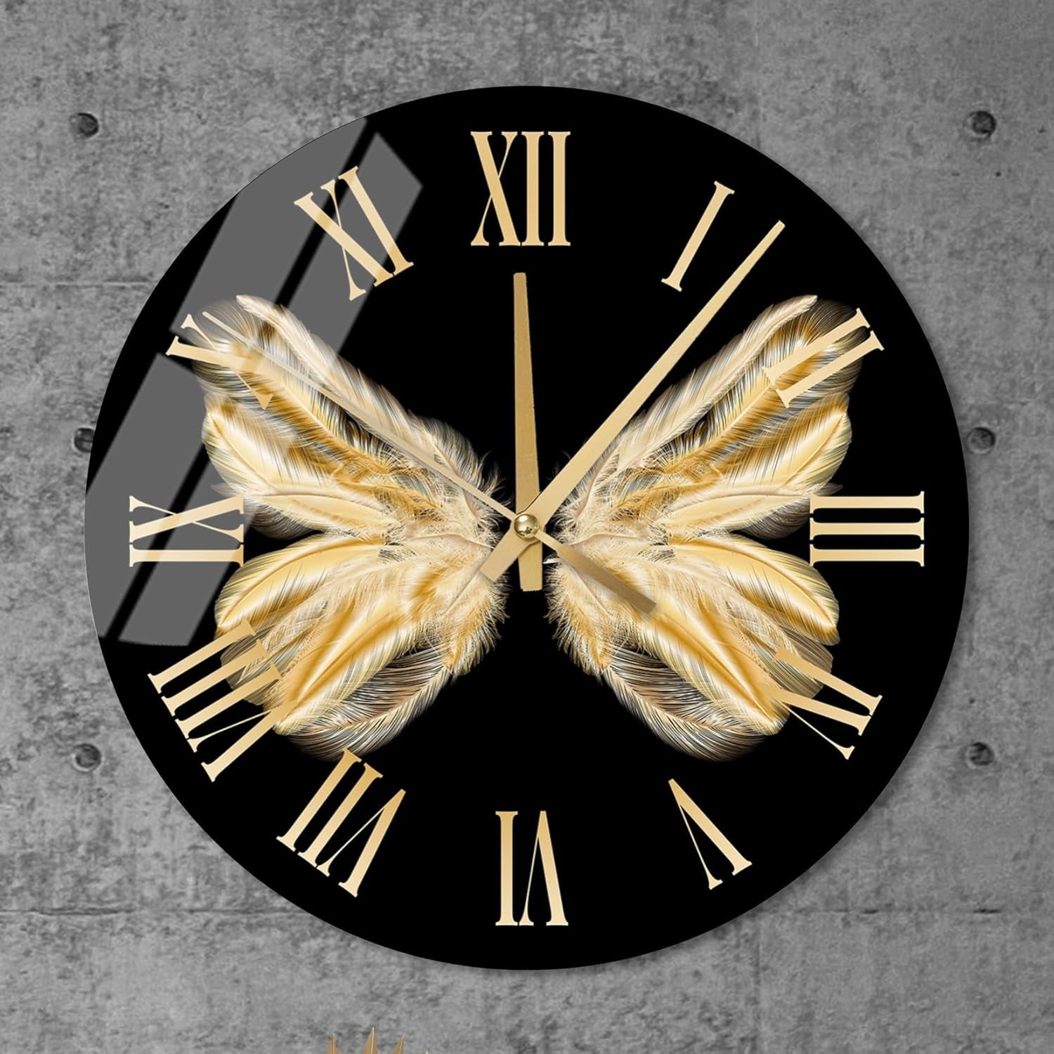 Tempered Glass Wall Clock, Butterfly Style 14 inches Wall Clock Art for ...