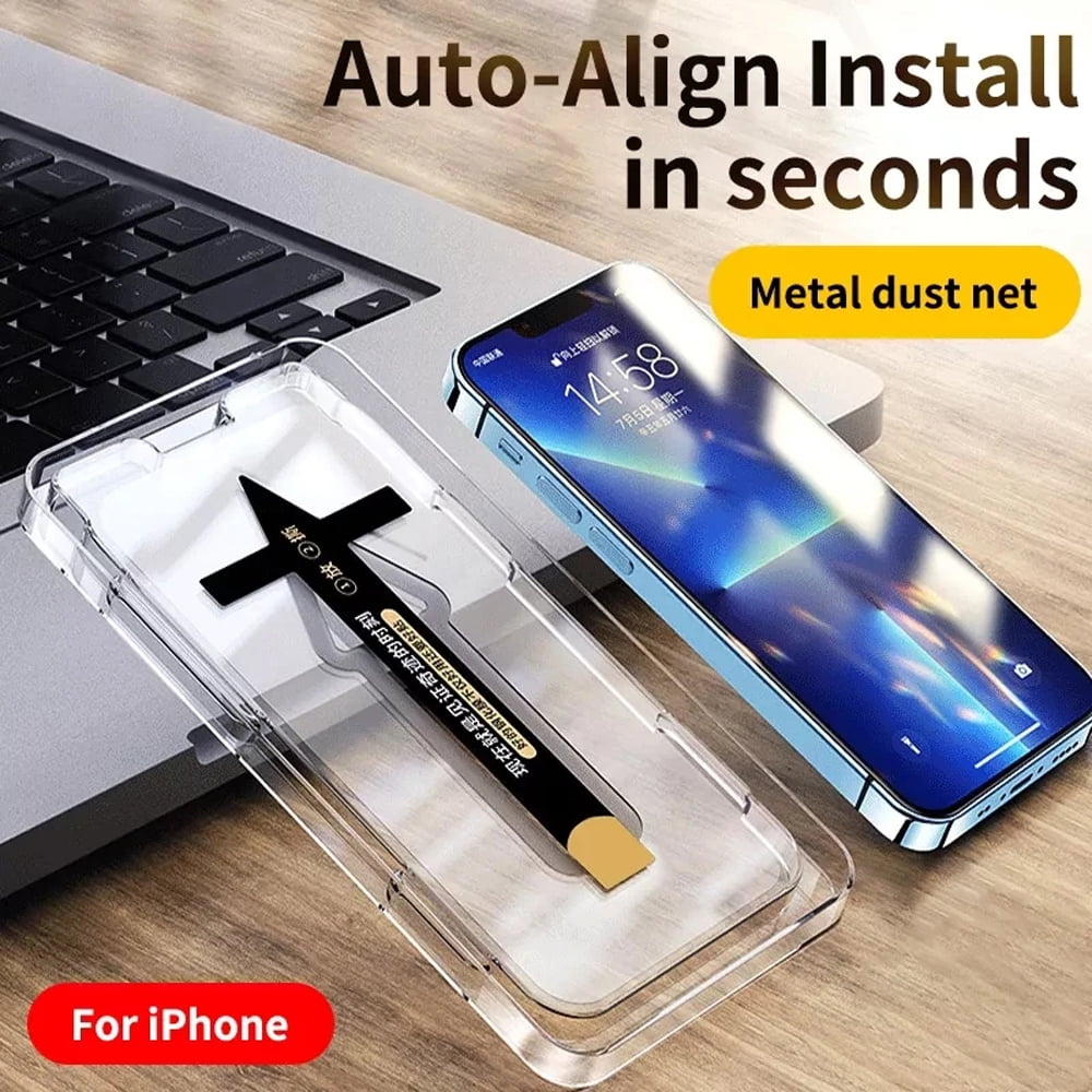 Tempered Glass for iPhone 13 Pro Max Screen Protector [Auto Alignment ...