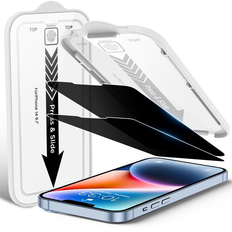 Tempered Privacy Screen Protector Black Screen- Anti-Spy, Easy Auto ...