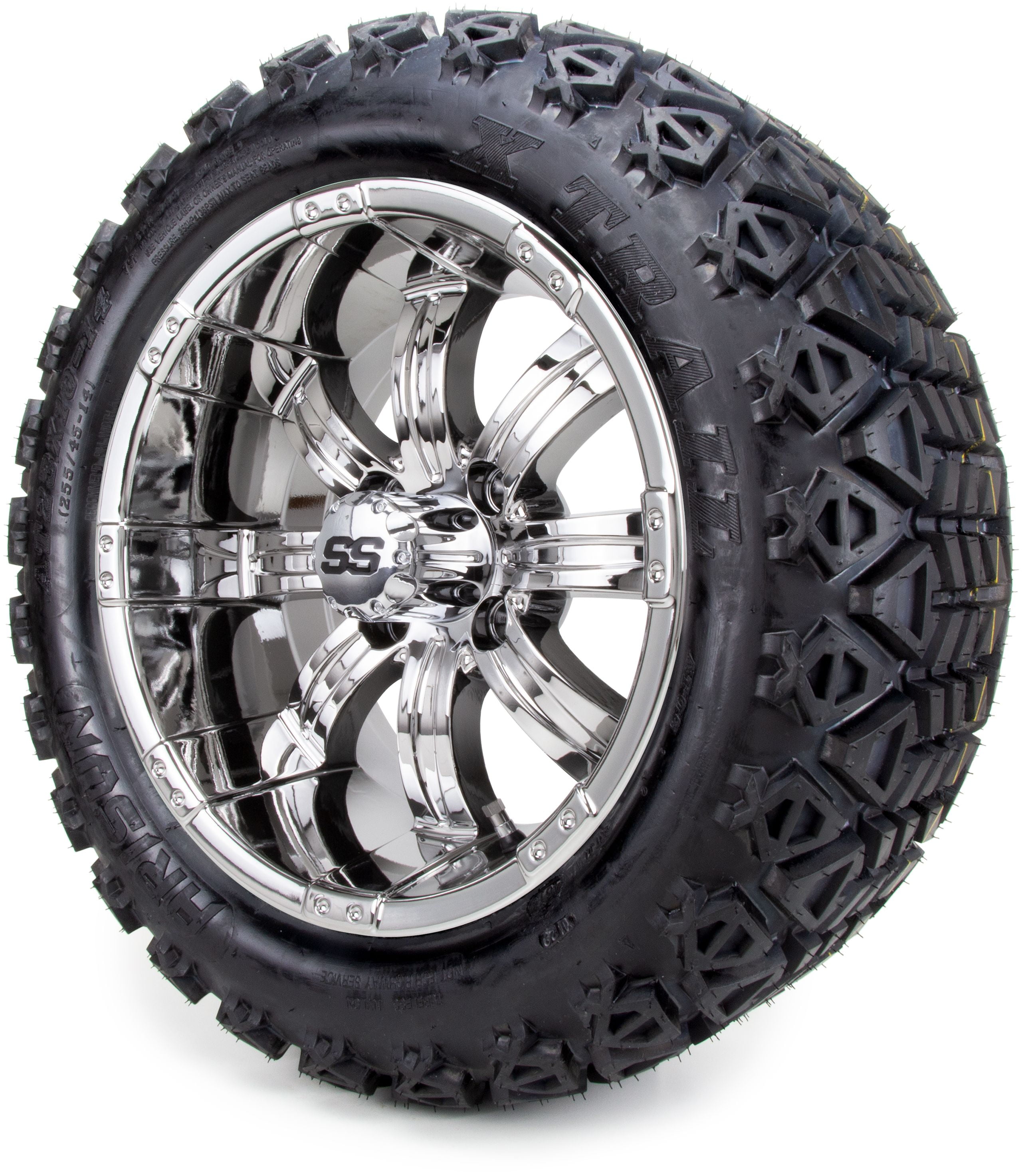 Tempest Golf Cart 14" Wheels and Tires - Chrome - All Terrain - Combo ...