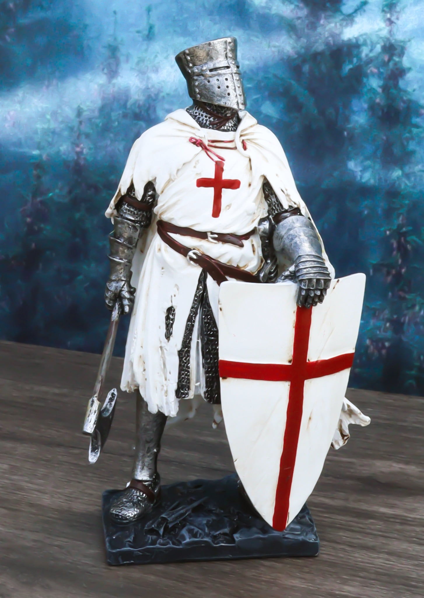 Templar White Cloak Caped Medieval Crusader Axeman Knight At Day's End ...