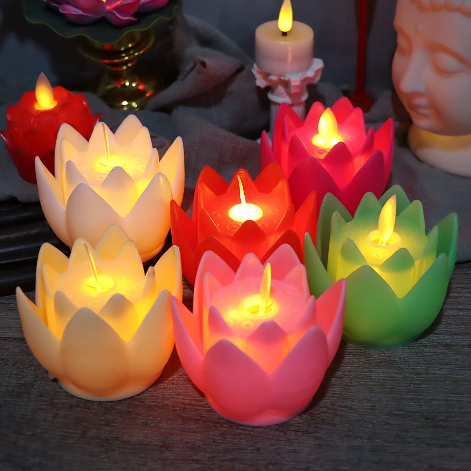Temple Buddha lotus lamp led electronic candle lamp blessing wish ...
