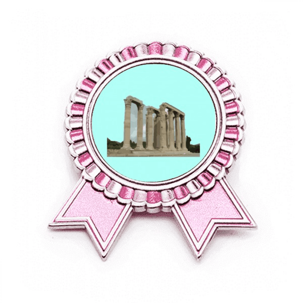 Temple Building Antiquity Badge Brooch Pin Pink Winner Award Medal ...