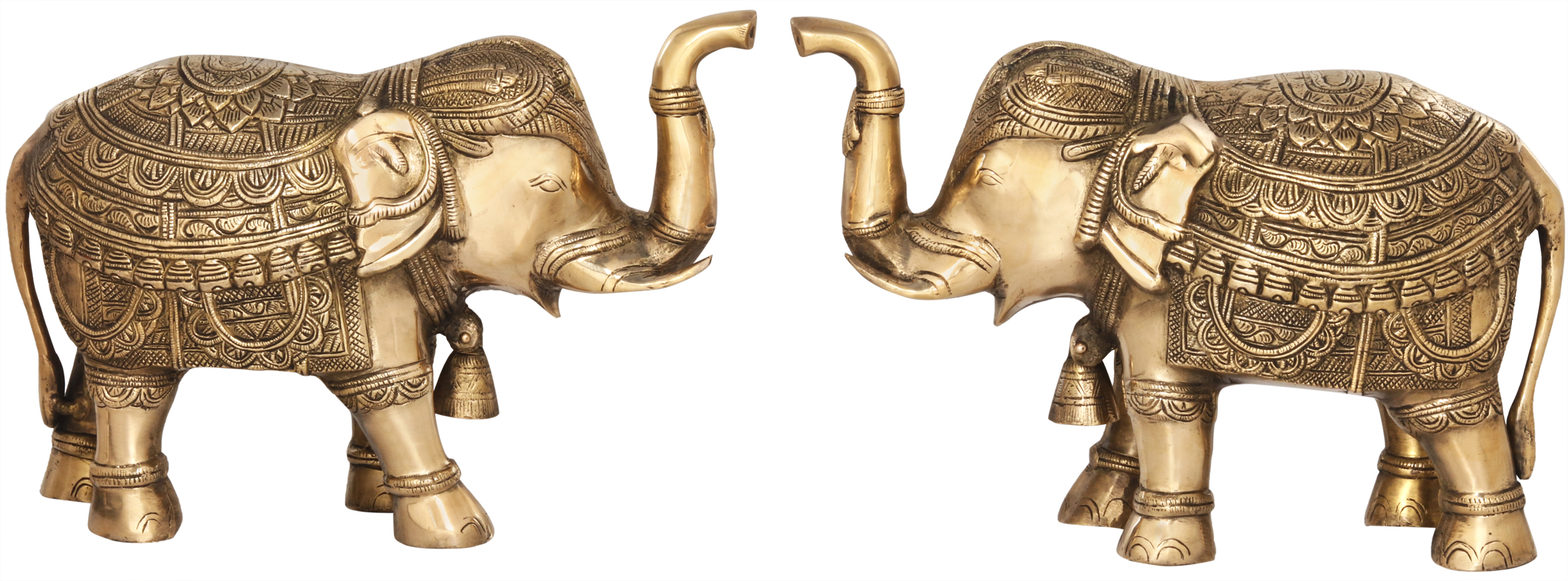 Temple Elephant Pair with Bells and Upraised Trunks (Supremely ...