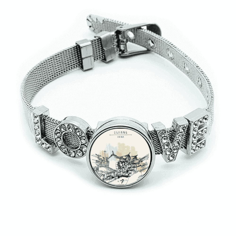 Temple Natural Scene Li jiang China Bracelet Wristband Crystal Love ...