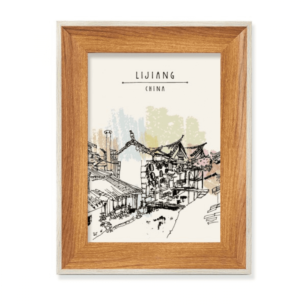 Temple Natural Scene Li jiang China Desktop Wooden Photo Frame Display ...