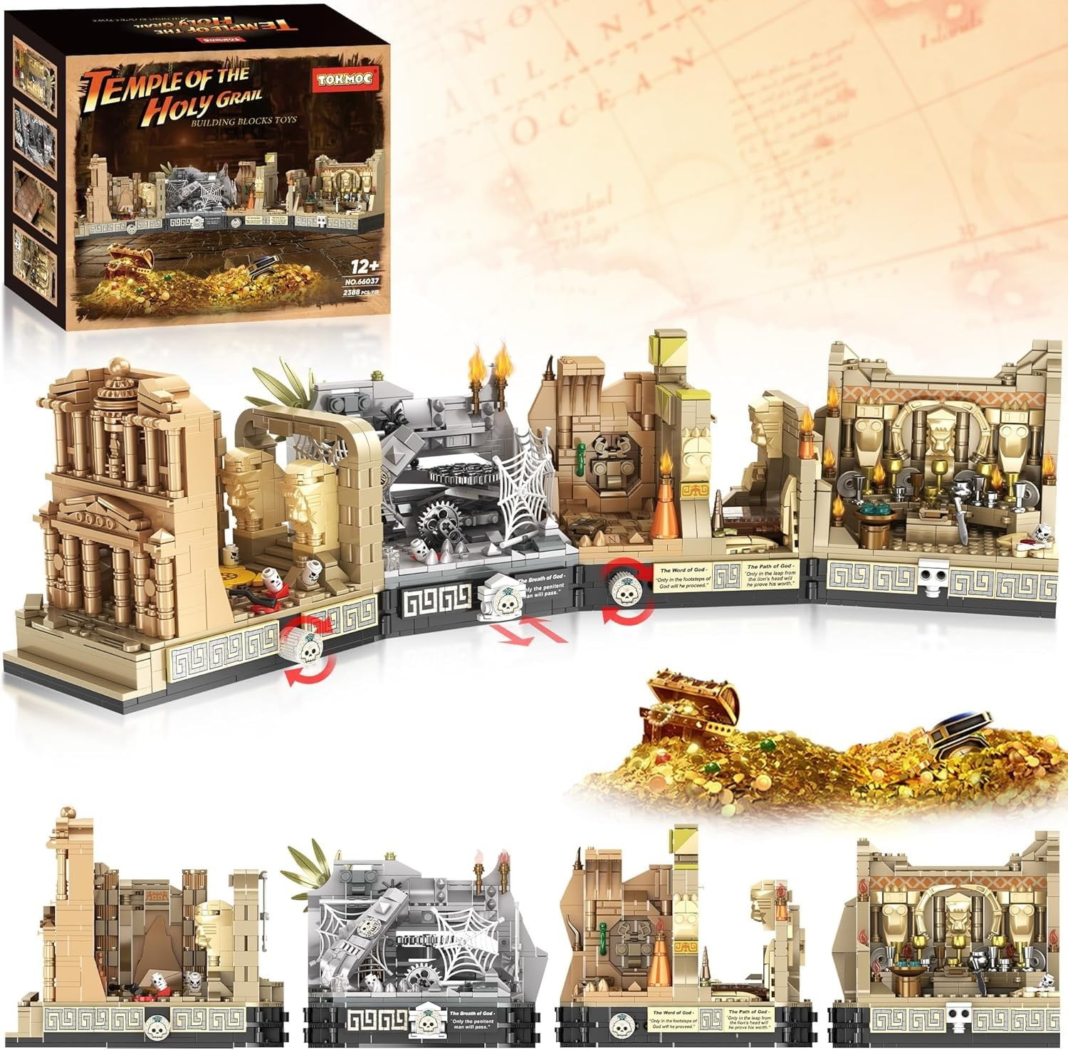 Temple Of The Holy Grail Adventure Building Block Set + 5 figs 4 Scenes ...