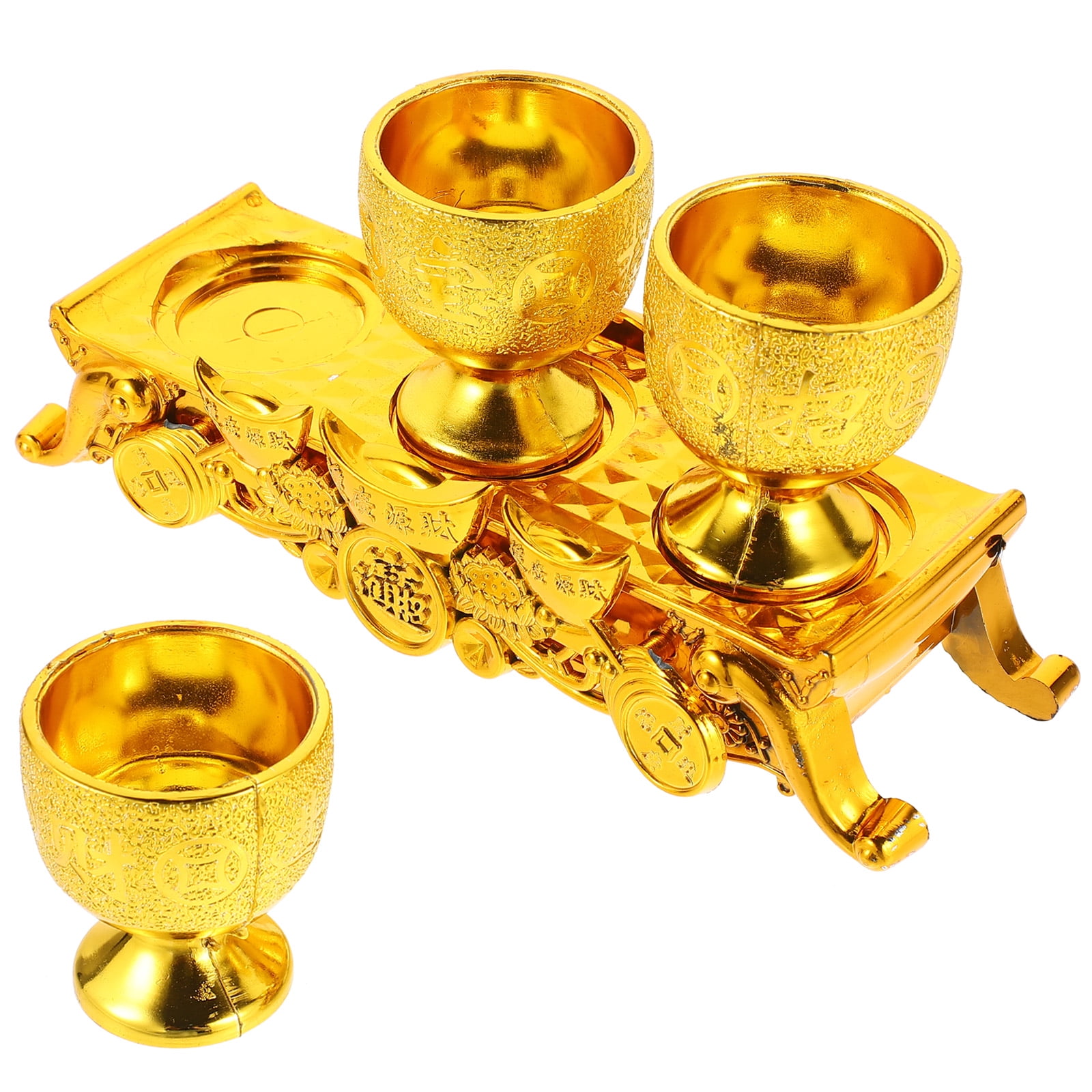 Masteelf Golden Plastic Decorative Wine Cup for Temple Use and Storage ...