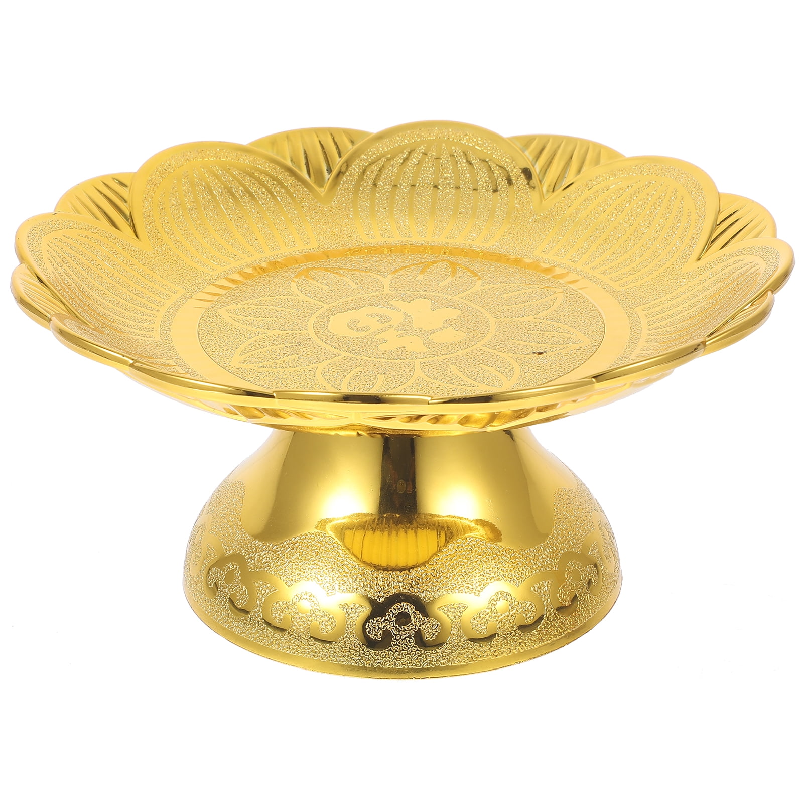 Temple Tribute Fruit Holder Pedestal Cake Stand Footed Bowl Golden ...