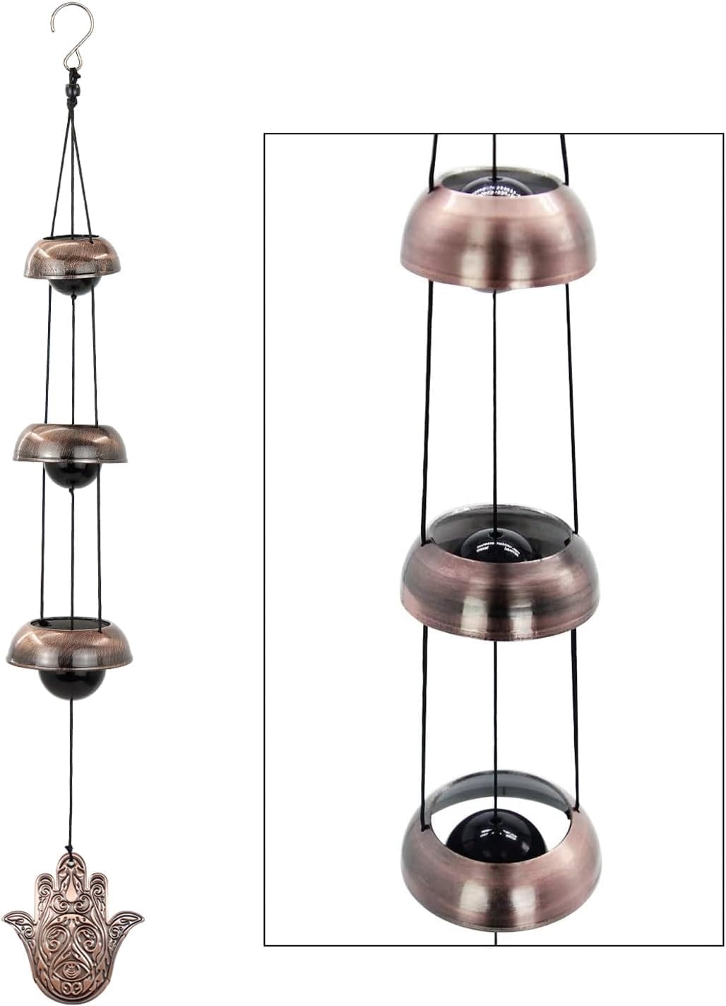 Temple Wind Chime, Red Copper Wind Chimes with 5 Bells, Feng Shui Wind ...