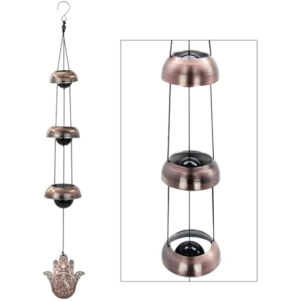 Temple Wind Chime, Red Copper Wind Chimes with 5 Bells, Feng Shui Wind ...