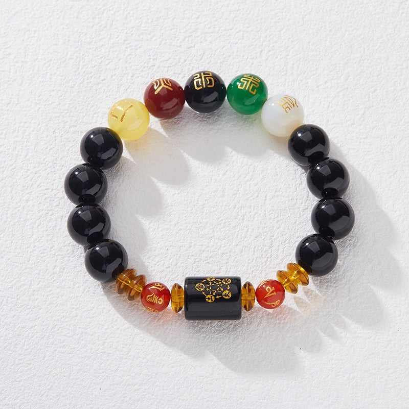 Temple with natural agate five-element bracelet birthdate five-element ...