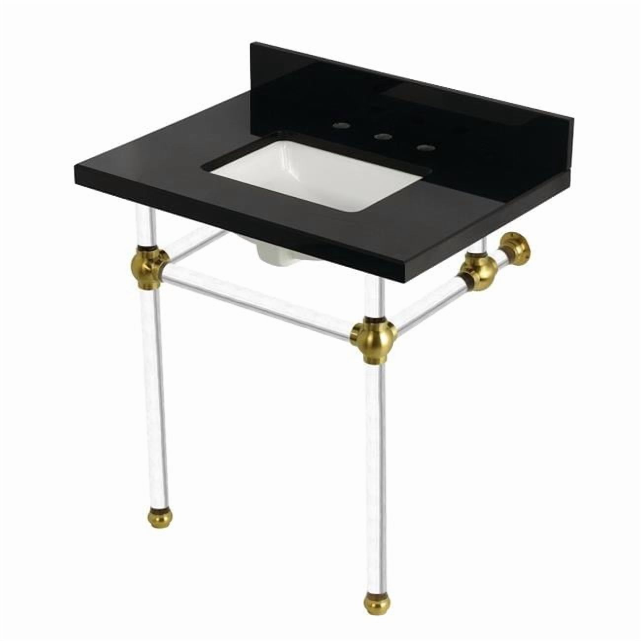 Templeton 30 in. Black Granite Console Sink with Acrylic Legs, Black ...