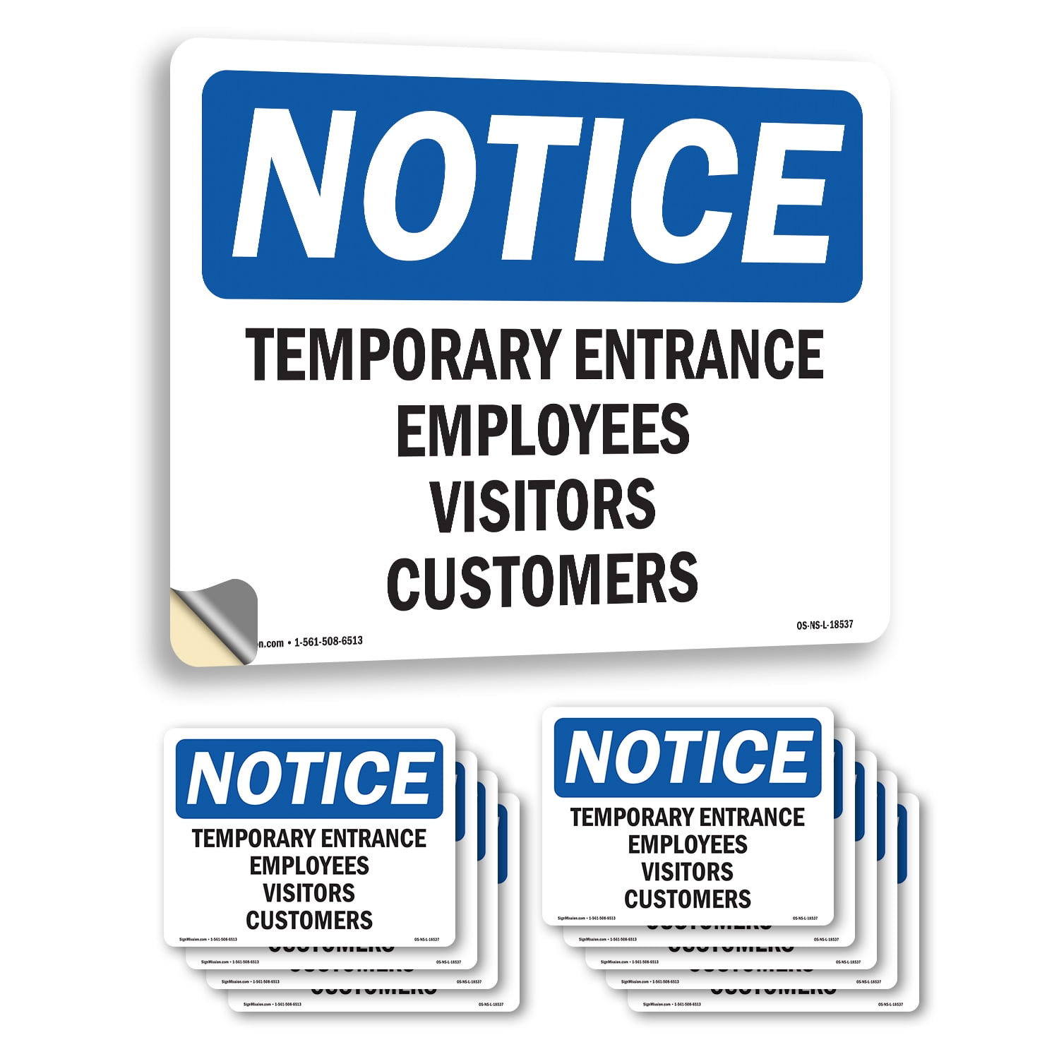 Temporary Entrance Employees Visitors Customers OSHA Notice Vinyl Decal ...