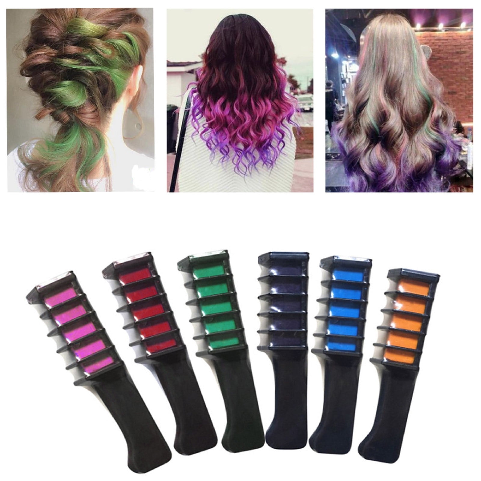 Temporary Hair Chalk Powder with Comb 6 Piece Salon Hair Mascara Crayon ...