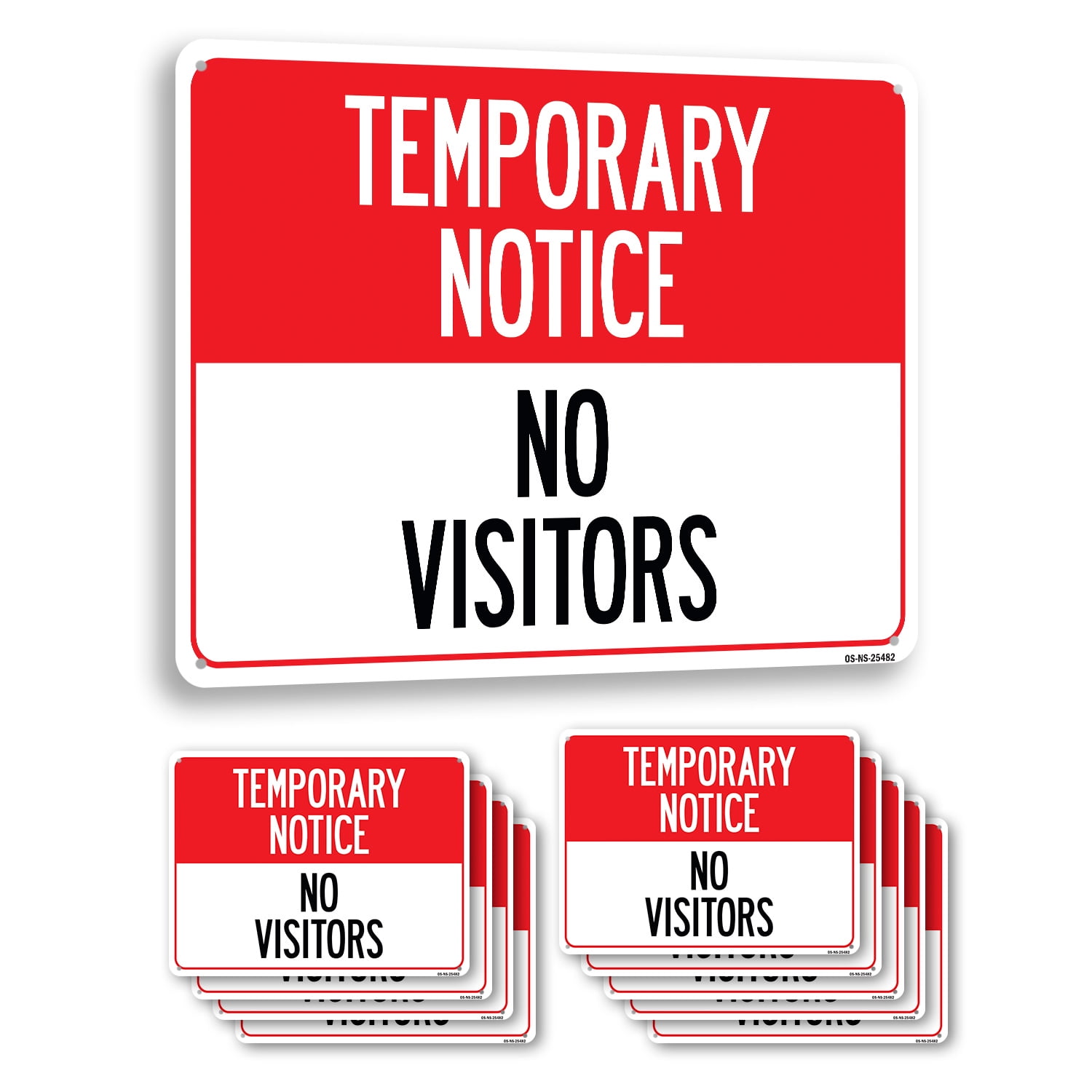 Temporary Notice No Visitors Public Safety Aluminum Sign 10 Inch x 7 ...