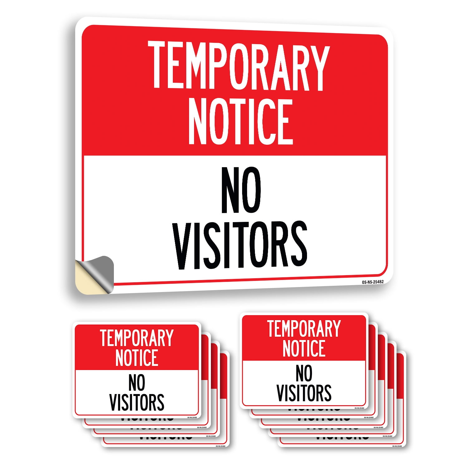 Temporary Notice No Visitors Public Safety Vinyl Decal Label 18 Inch x ...