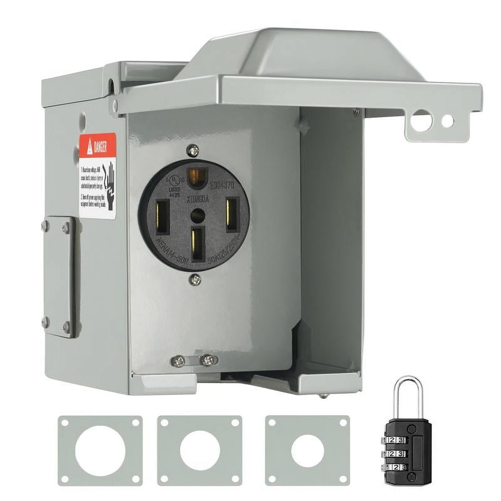 Temporary Power Outlet Panel, 125/250V, RV Power Outlet Box with a 20 ...