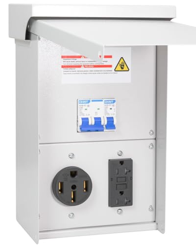 Temporary Power Outlet Panel, Rv Outlet Box with 20, 50 Amp Receptacle ...