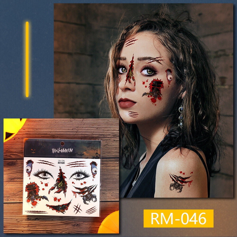 Temporary Tattoo Horror Stickers Face Stickers Halloween Tattoo ...