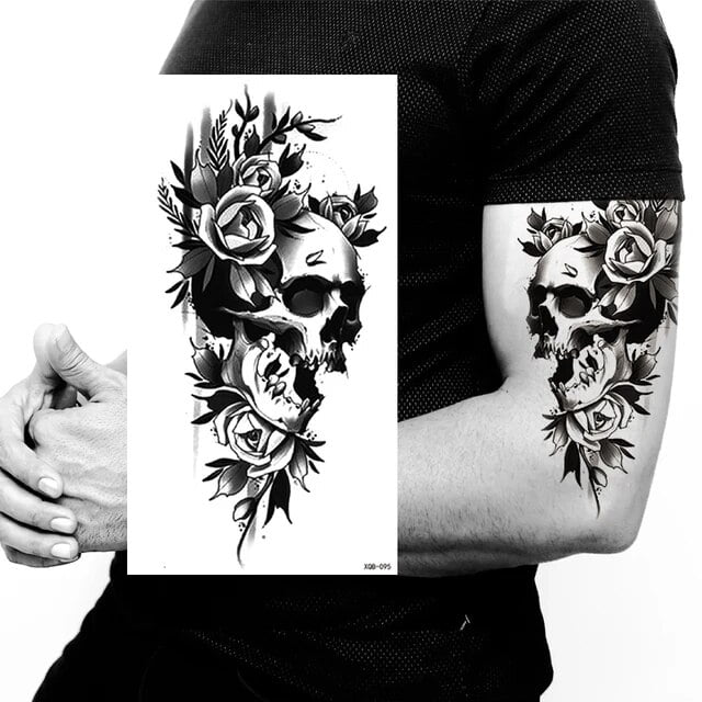 Temporary Tattoo Sticker Skull Letter Big Size Body Art Arm Tatoo for ...