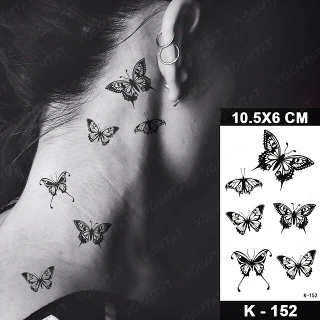 Temporary Tattoo Sticker Small Simple Line Flower Flash Tatoo Cute Leaf ...