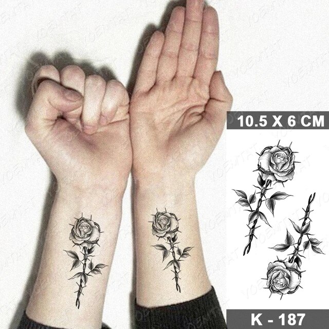 Temporary Tattoo Sticker Small Simple Line Flower Flash Tatoo Cute Leaf ...
