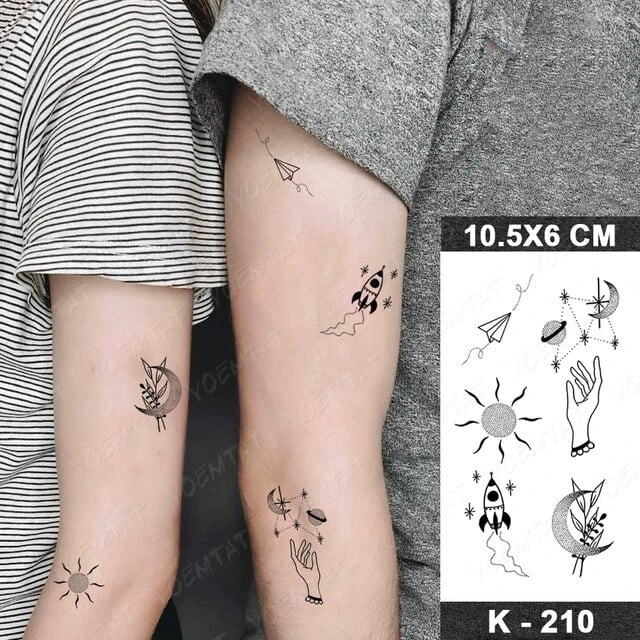 Temporary Tattoo Sticker Small Simple Line Flower Flash Tatoo Cute Leaf ...