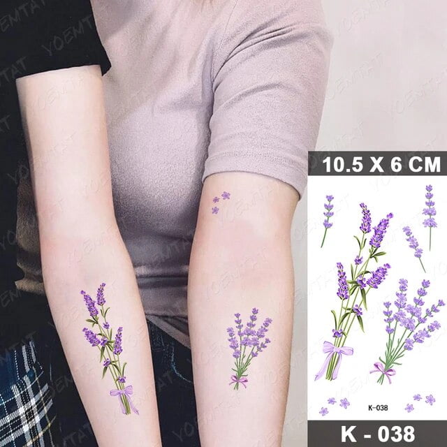 Temporary Tattoo Sticker Small Simple Line Flower Flash Tatoo Cute Leaf ...