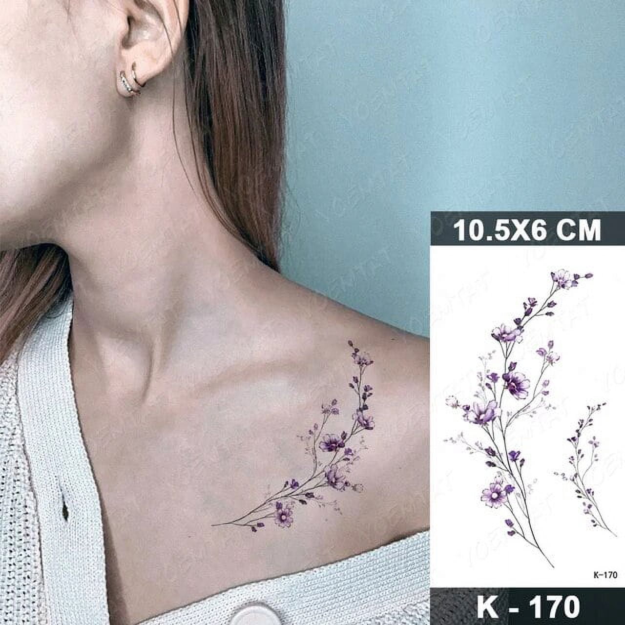 Temporary Tattoo Sticker Small Simple Line Flower Flash Tatoo Cute Leaf ...