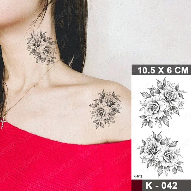Temporary Tattoo Sticker Small Simple Line Flower Flash Tatoo Cute Leaf ...