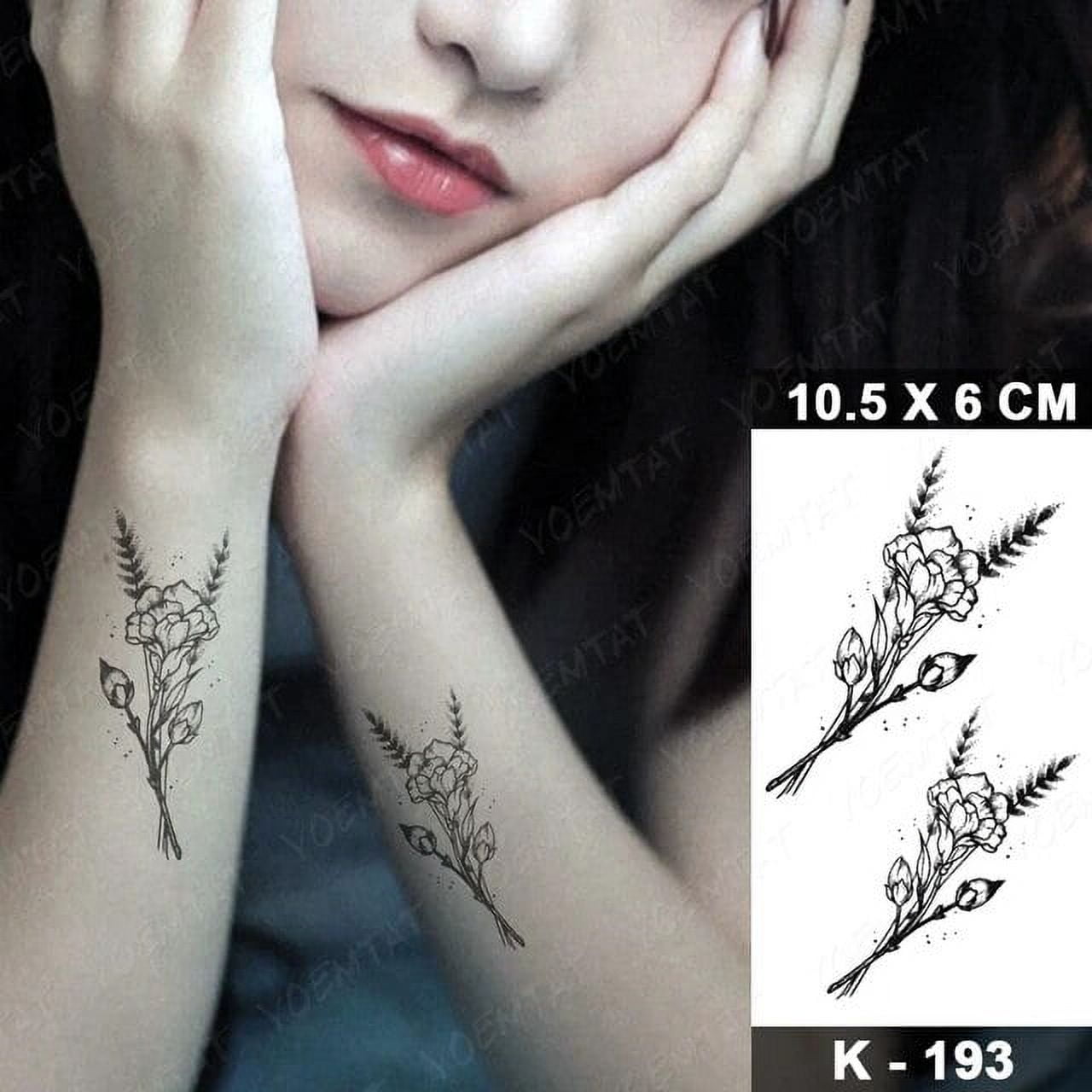 Temporary Tattoo Sticker Small Simple Line Flower Flash Tatoo Cute Leaf ...