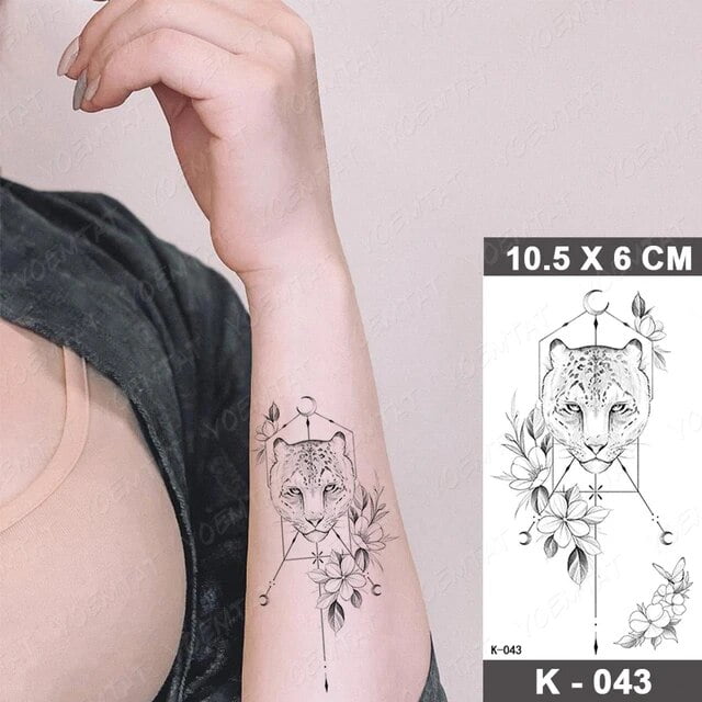 Temporary Tattoo Sticker Small Simple Line Flower Flash Tatoo Cute Leaf ...