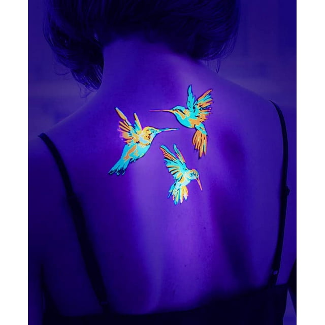 Temporary Tattoos 1 Sheets Uv Blacklight Reactive Hummingbird