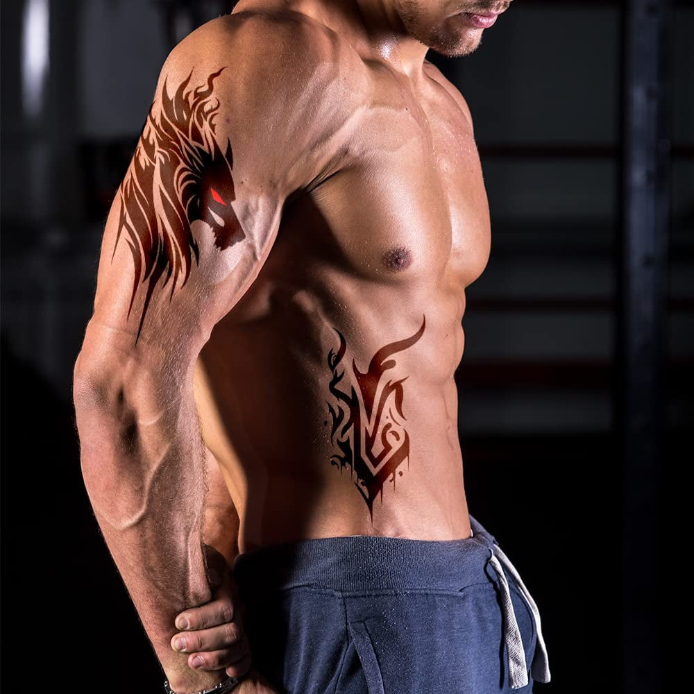 Temporary Tattoos AWLEE Waterproof Viking Tribal Totem - Long Lasting ...