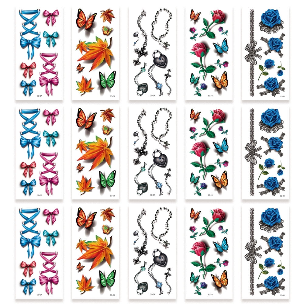 Temporary Tattoos For Women 15 Sheets 3D Tattoo Stickers For Girls,Sexy ...