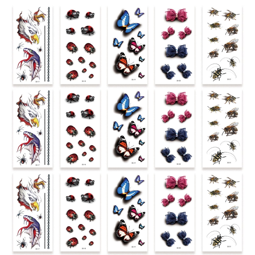 Temporary Tattoos for Women 15 sheets 3D Tattoo Stickers for Girls,Sexy ...