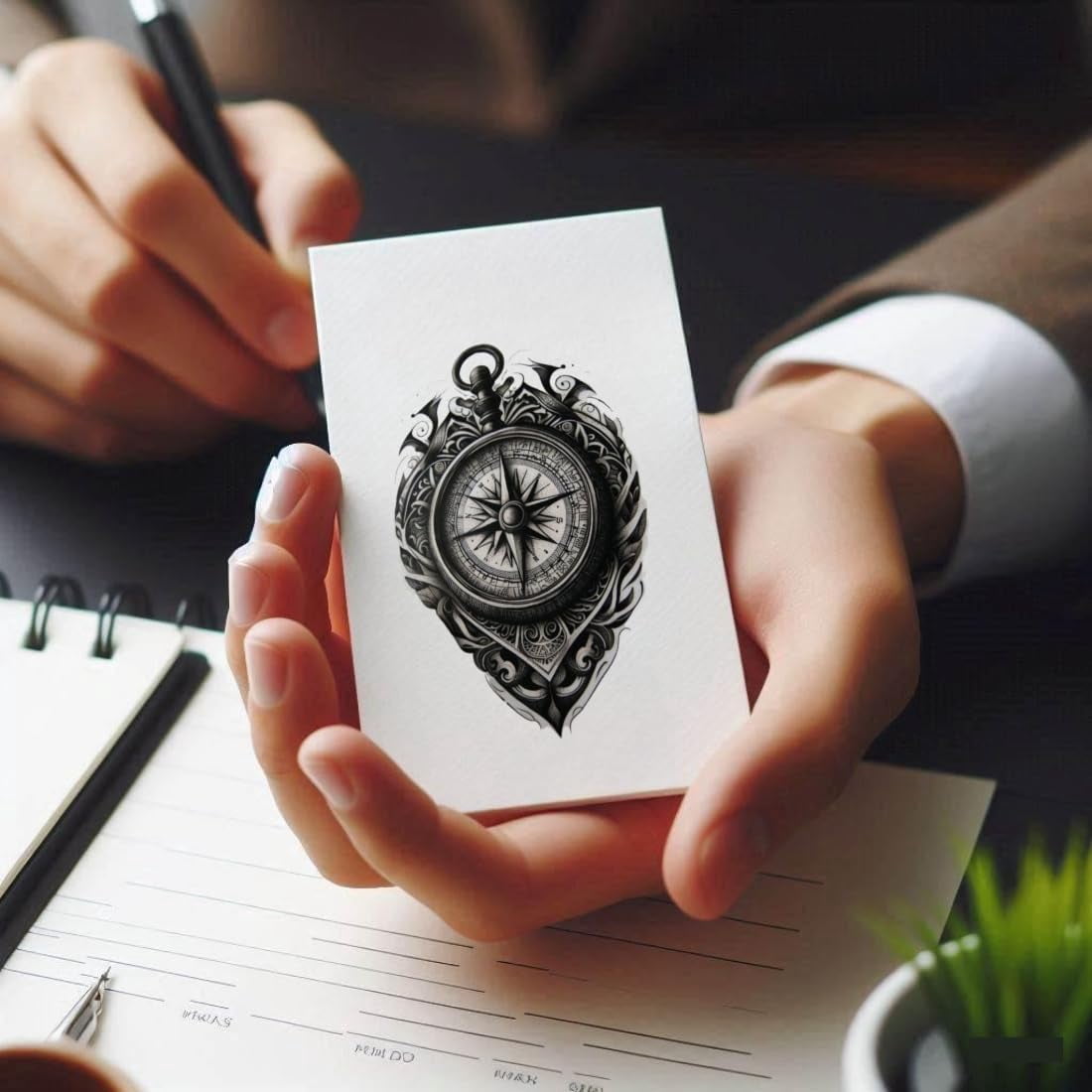 Temporary Tattoowala Compass With Design Tattoo Temporary Tattoo ...